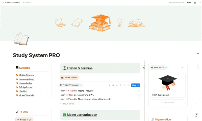 Study System - Dein Notion System fürs Studium