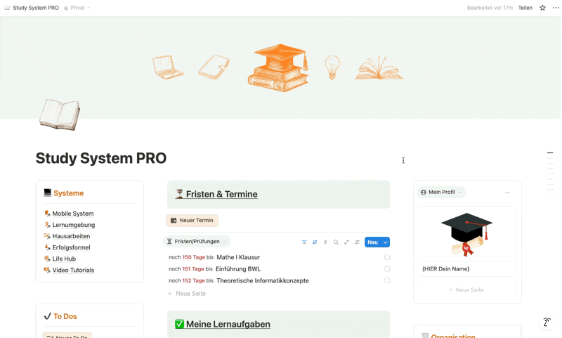 Study System - Dein Notion System fürs Studium